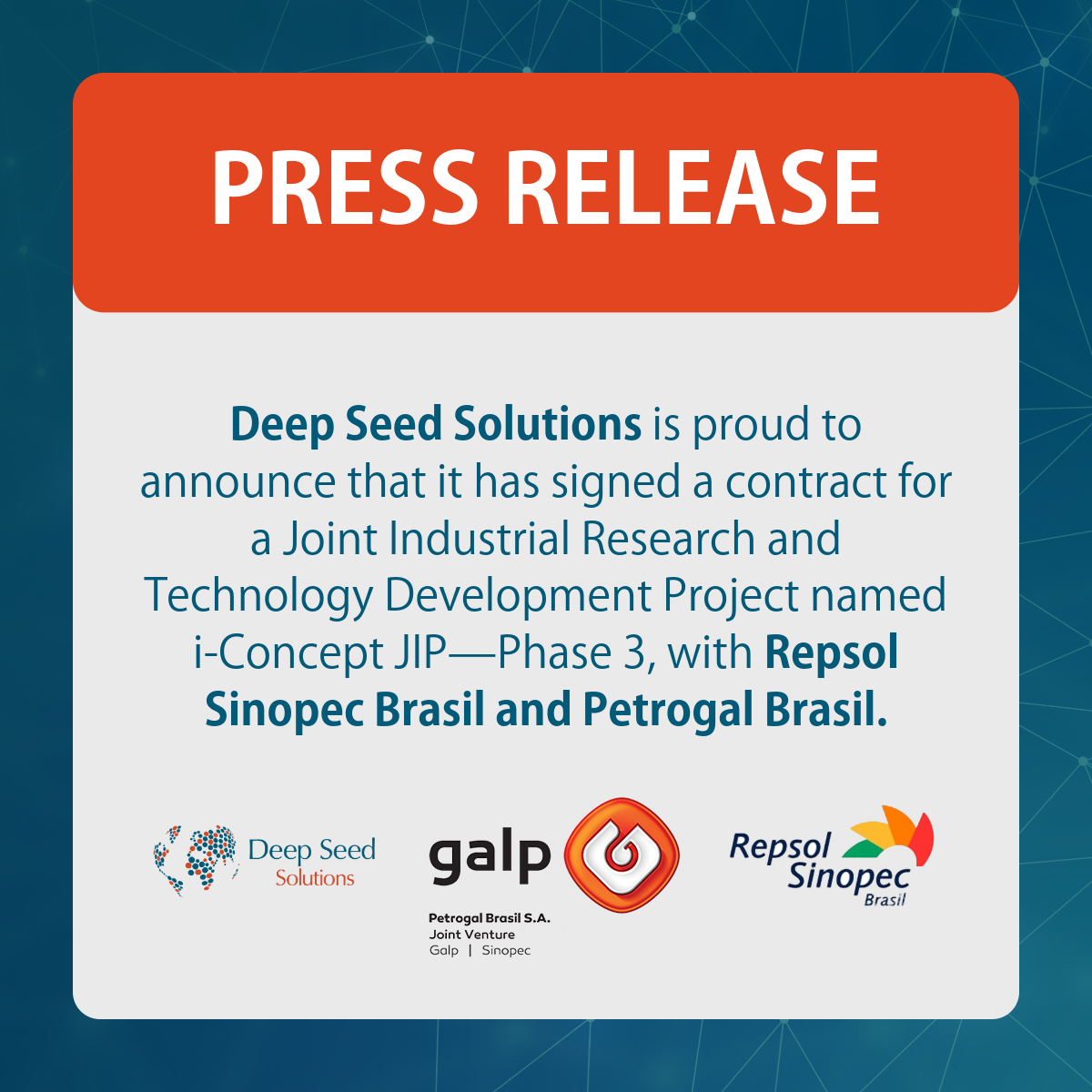 Press Release - iConcept JIP Phase 3 - Deep Seed Solutions